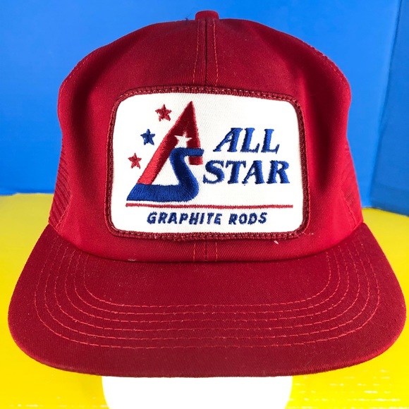 Accessories | Vintage All Star Rods Fishing Trucker Snapback Hat | Poshmark